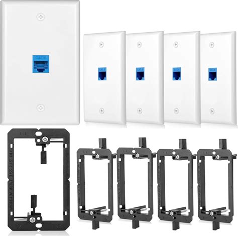 5 Pack Ethernet Wall Outlet Cat6 Plate Rj45 Keystone Jack Female To Female Ts Network Blue 1