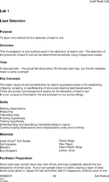 Lead Detection Lesson Plan For 9th 12th Grade Lesson Planet
