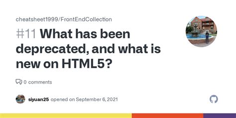 What Has Been Deprecated And What Is New On Html5 · Issue 11 · Cheatsheet1999