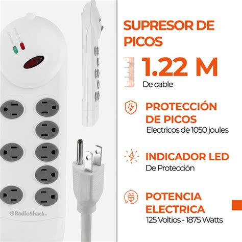 Supresor De Picos Radioshack 8 Salidas Blanco Office Depot Mexico