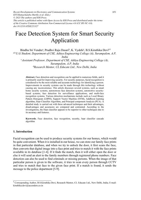Pdf Face Detection System For Smart Security Application