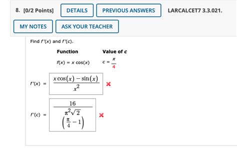 Solved Find F X And F C Function Value Of Chegg Com