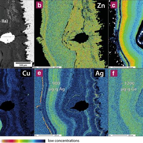 Epma Element Distribution Maps Of Cretaceous Colloform Sphalerite Iia