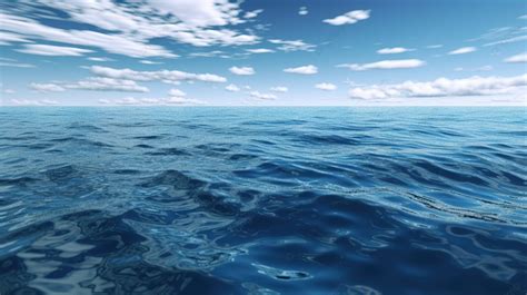 푸른 하늘과 물 푸른 바다 물 전망의 3d 렌더링 고화질 사진 사진 대양 배경 일러스트 및 사진 무료 다운로드 Pngtree