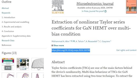 Pdf Extraction Of Nonlinear Taylor Series Coefficients For Gan Hemt Over Multi Bias Condition