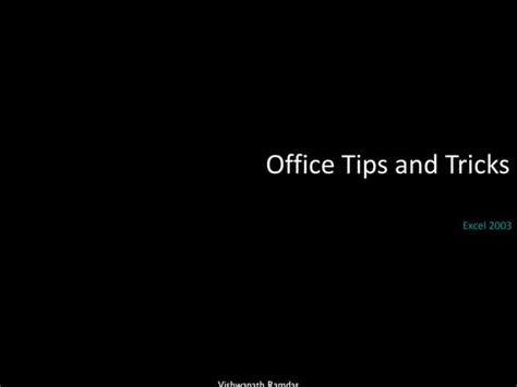 Office Excel Tips And Tricks 201101 Ppt