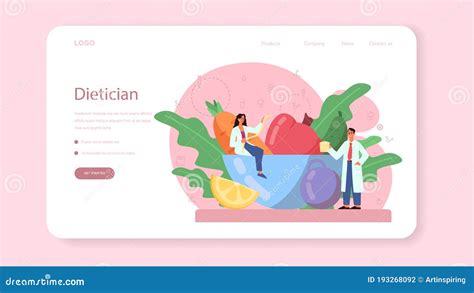 Nutritionist Web Banner Or Landing Page Diet Plan With Healthy Food