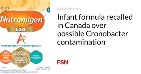 Infant Formula Recalled In Canada Over Possible Cronobacter