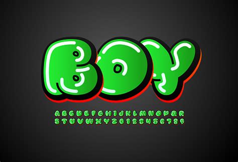 만화 글꼴 낙서 스타일의 만화 알파벳 대문자와 숫자 벡터 일러스트 레이 션 10eps 공기 주입에 대한 스톡 벡터 아트 및 기타