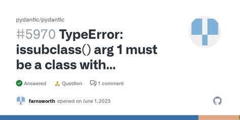 Typeerror Issubclass Arg 1 Must Be A Class With Basemodel · Pydantic