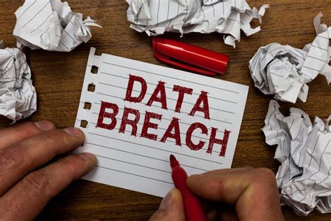 Writing Note Showing Data Breach Business Photo Showcasing Security Incident Where Sensitive
