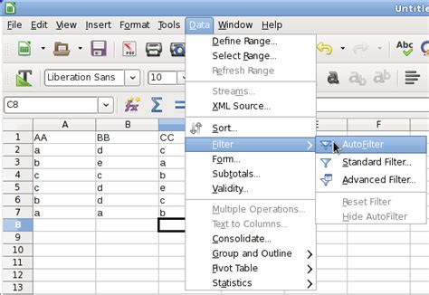 Sorting In Calc How To Make Column Headers Become Dropdown Menus For Sorting Super User
