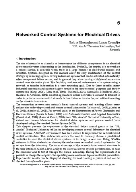 Pdf Networked Control Systems For Electrical Drives