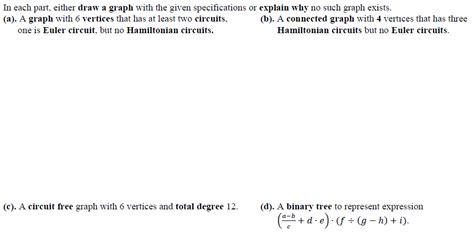 Solved Discrete Math In Each Part Either Draw A Graph With Chegg
