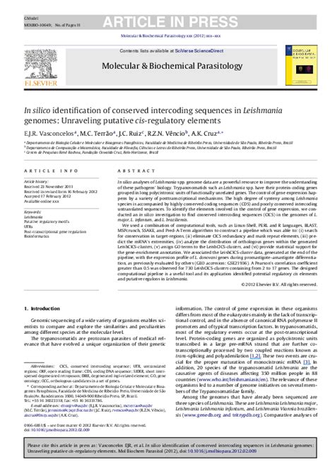 Pdf In Silico Identification Of Conserved Intercoding Sequences In
