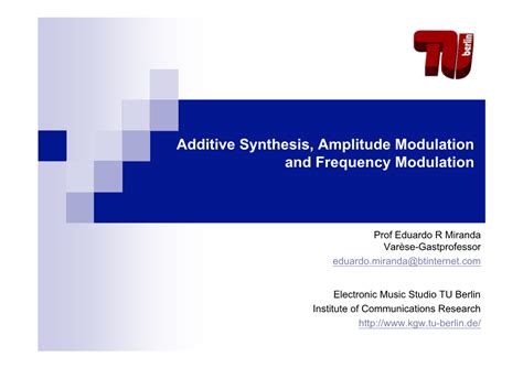 Additive Synthesis Amplitude Modulation And Frequency Modulation Docslib