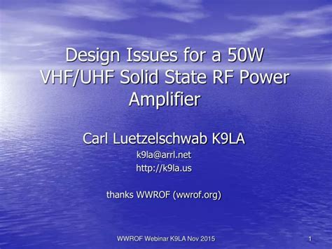 Ppt Vhf Uhf Solid State Rf Power Amp Design Issues Powerpoint Presentation Id 9602273