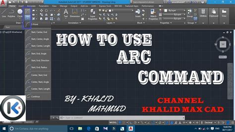 how to use arc command in autocad 2017 youtube
