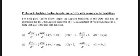 Solved Problem 3 Applying Laplace Transforms To Odes With