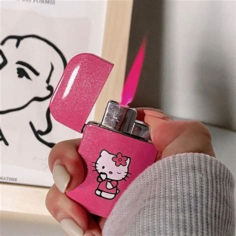 Зажигалка турбинная, газовая, розовая, женская, милая зажигалка hello ...