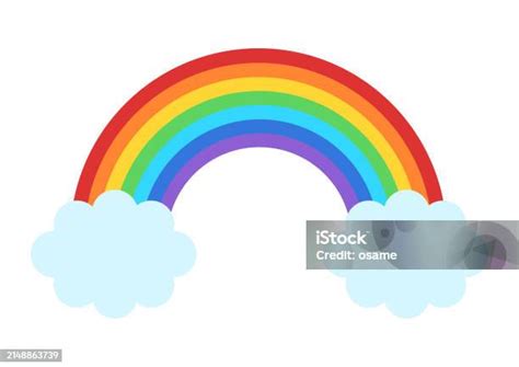 화려한 무지개와 구름 아이콘입니다 벡터 일러스트 레이 션입니다 심플한 디자인 무지개에 대한 스톡 벡터 아트 및 기타 이미지 무지개 흰색 배경 구름 Istock