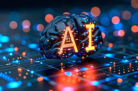 digital ai brain with neon networks futuristic technology artificial