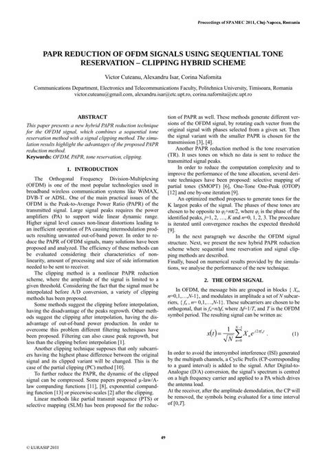 Pdf Papr Reduction Of Ofdm Signals Using Reduction Of Ofdm Signals
