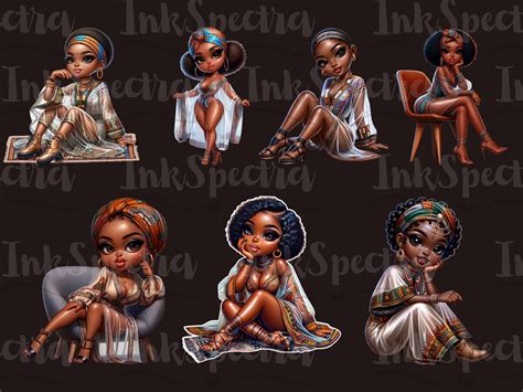 Digital African Chibi Girls Printable African Gilrs Clipart African