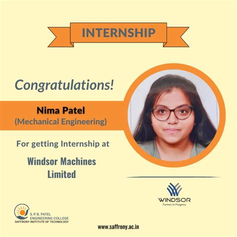 Saffrony Institute Of Technology Spb Patel Engineering College On Linkedin Internship