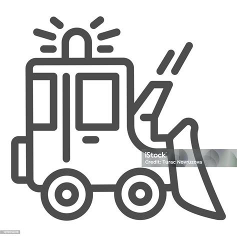 스노우 블로어 라인 아이콘 겨울 시즌 컨셉 흰색 배경에 눈 쟁기 기계 기호 모바일 개념 및 웹 디자인을위한 윤곽 스타일 눈 쟁기