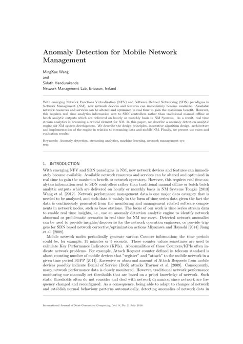 Pdf Anomaly Detection For Mobile Network Management