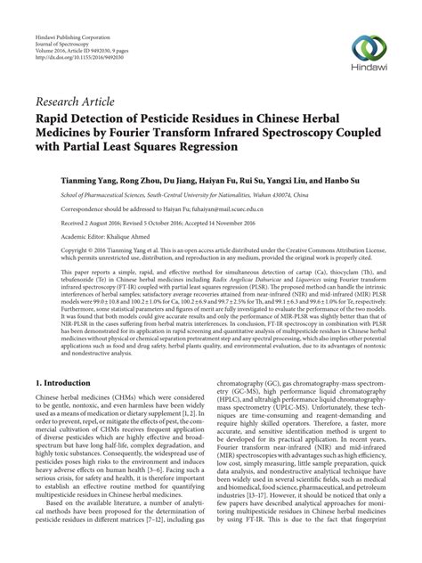 Pdf Rapid Detection Of Pesticide Residues In Chinese Herbal Medicines