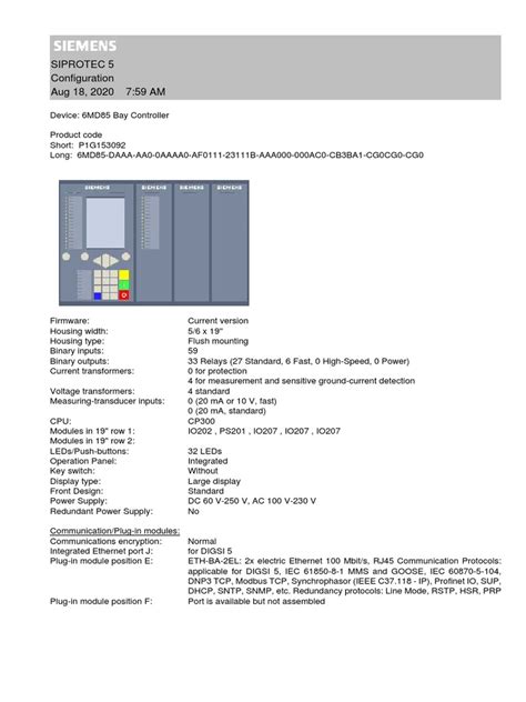 Bcu Line 6md85 Pdf Power Supply Computer Networking