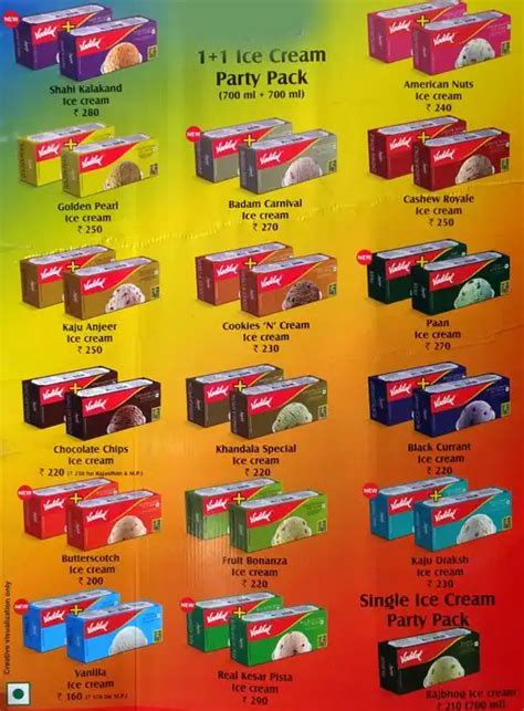Vadilal Ice Cream Price List