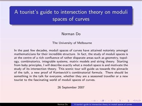 A Tourists Guide To Intersection Theory On Moduli User Web Pages