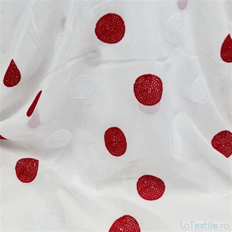 Perdea Din Borangic Cu Buline Rosii