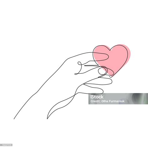 하트 한 줄 아트 연속 윤곽 그리기 손으로 그린 제스처 낭만적 인 사랑의 상징과 손 세인트 발렌타인 데이 손바닥과 손목 장식