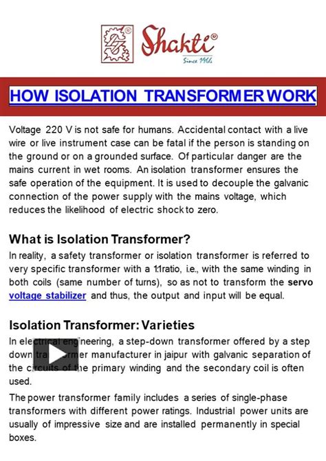 PPT How Isolation Transformer Works Shakti Electronics PowerPoint Presentation Free To