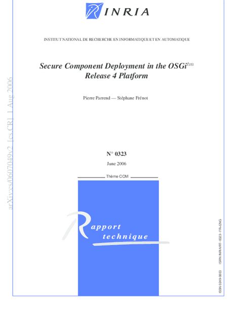 Pdf Secure Component Deployment In The Osgi Tm Release 4 Platform