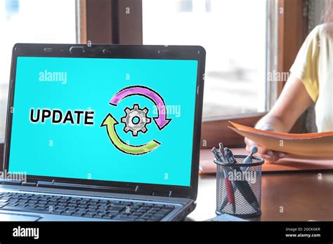 Laptop Screen Displaying An Update Concept Stock Photo Alamy