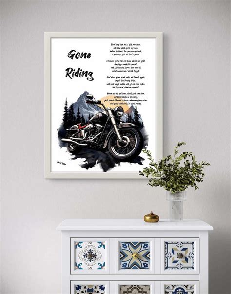 Motorcycle Memorial Poem Print Gone Riding Tribute Etsy
