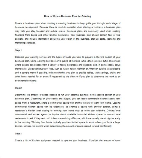 Catering Business Plan Template 14 Free Word Excel Pdf Format Download
