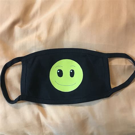 Hand Drawn Smiley Face Mask Etsy
