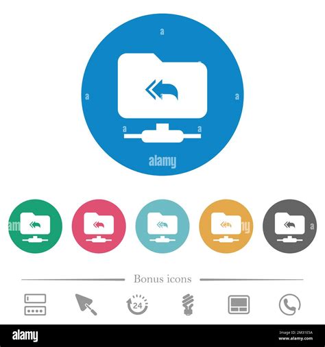 Ftp Root Directory Flat White Icons On Round Color Backgrounds 6 Bonus