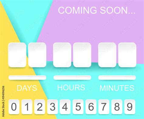 Countdown Timer Template Counter Design For Website With Numbers Stock Vector Adobe Stock