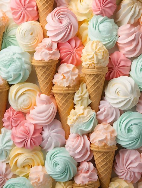 Premium Photo Frame Of Ice Cream Pastels Background Soft Pastel