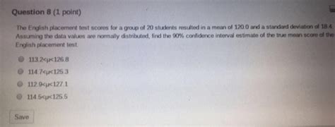 solved question 8 1 point the english placement test