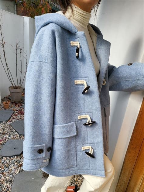 샘 고퀄 레빗 핸드메이드 떡볶이코트 누빔 안감 탈부착 울 후드 자켓 핑크 소라색