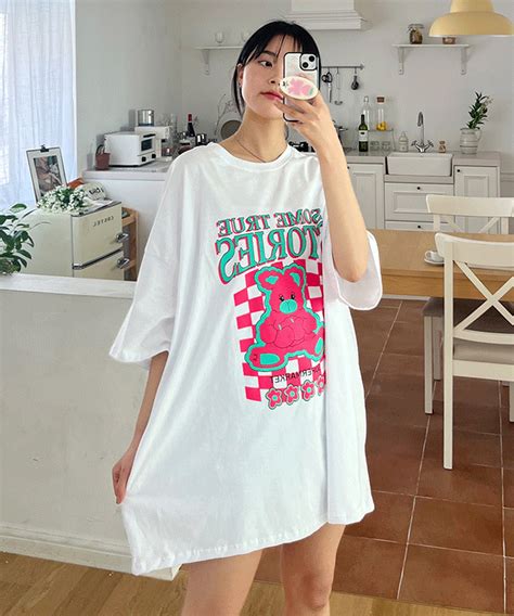 6xl ️크고이쁨롱기장 Big 체크곰 박스티 2color 에이블리