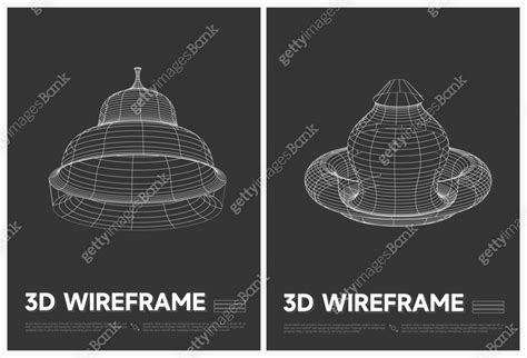 Abstract Black And White 3d Wireframe Structure Line Shape Poster Vector Background Collection